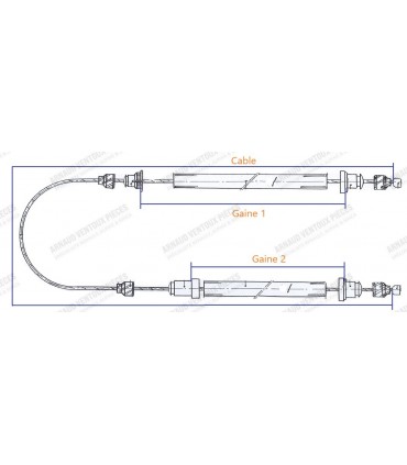 Secondary handbrake cable (disc brakes) with square adjustment end