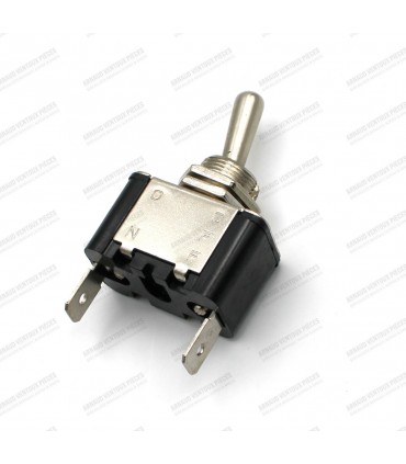 Round metal lever switch Ø12mm 12V - 15A (x1 ON/OFF position with x2 pins