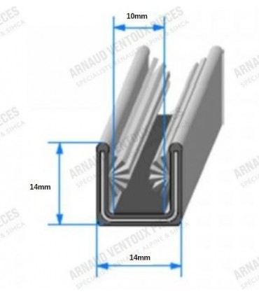8.5m reel of 14mm wide "U" shaped window channel with metal frame and ...